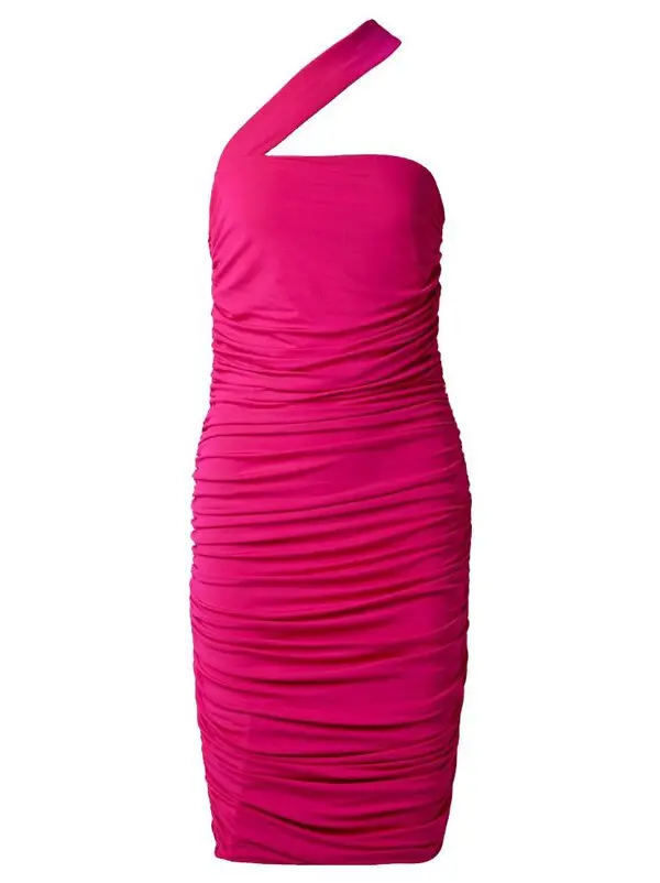 Michael Kors One Shoulder Ruched Dress - Pink