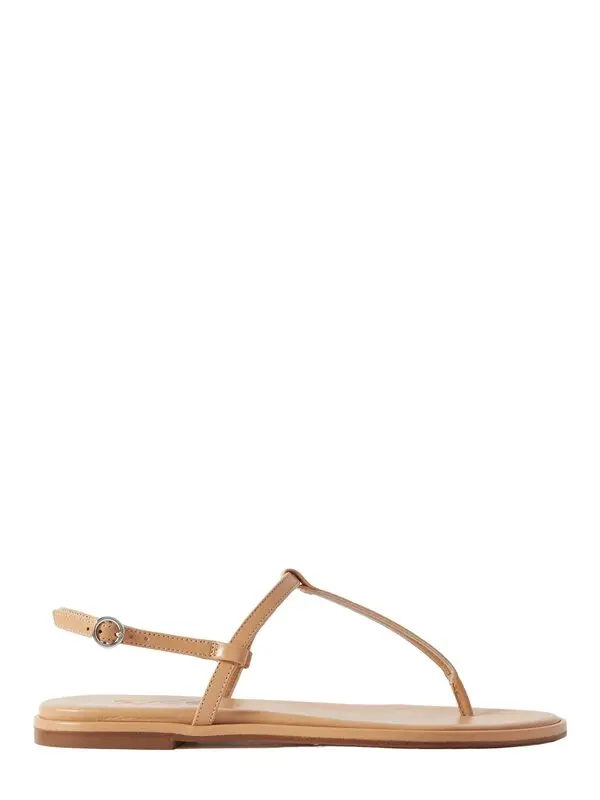AeydĒ Flat Round Toe Sandals With Adjustable Ankle Strap - Nude