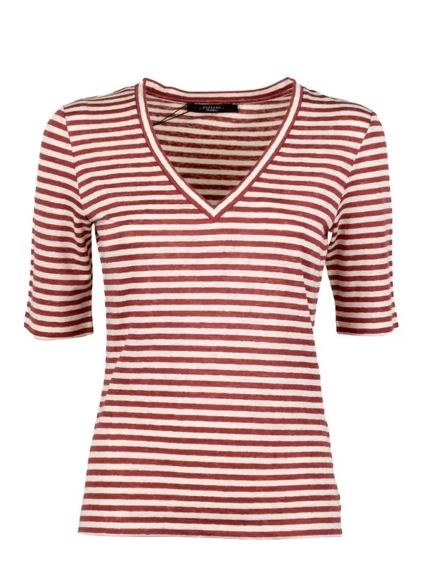 Max Mara V-neck Striped T-shirt - Pink