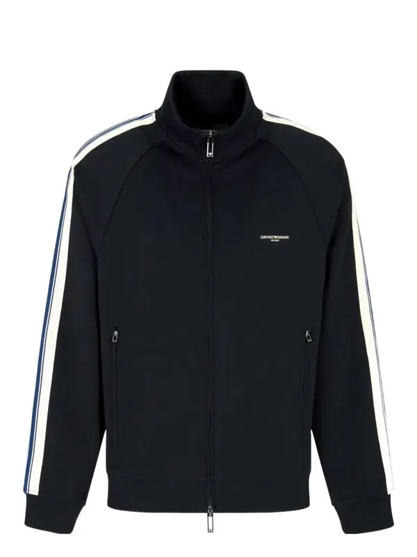 Emporio Armani Logo Detailed Zipped Sweatshirt - Black