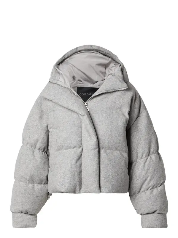 Cordova Quilted Hooded Down Jacket - Gray
