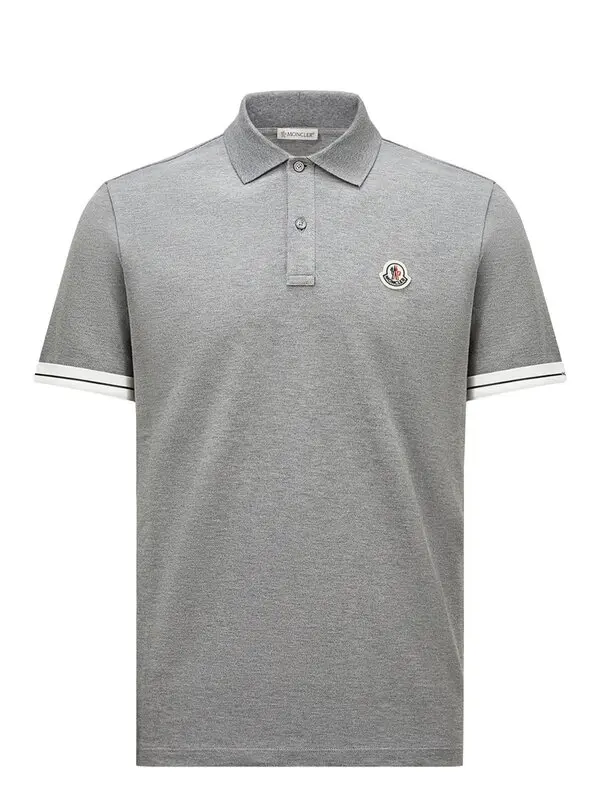 Moncler Logo Cotton Piquet Polo Shirt - Dark Gray
