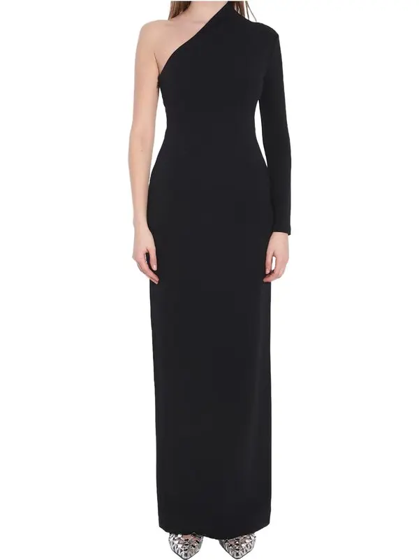 Solace Joana Maxi Dress With One-shoulder Asymmetric Sleeves - Black