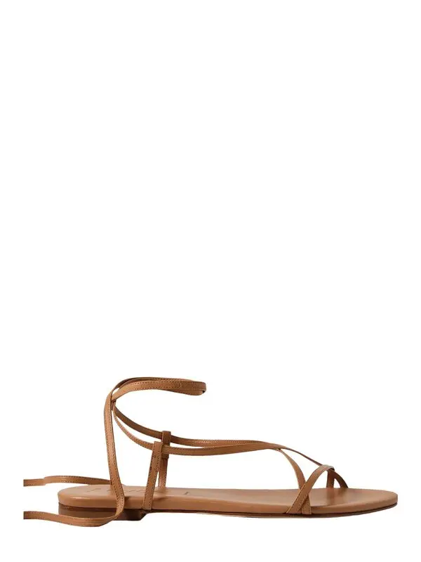 AeydĒ Round Head Flat Sandals With Lace Detail - Brown