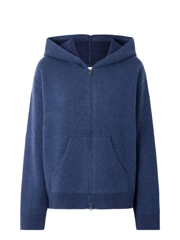 THE ELDER STATESMAN Canyon Cashmere Zip-up Hoodie - Navy Blue