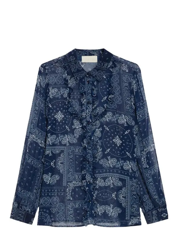 IBLUES Printed Long Sleeve Shirt - Cornflower Blue