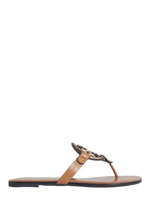 Tory Burch Miller Logo Plaque Sandals - Brown