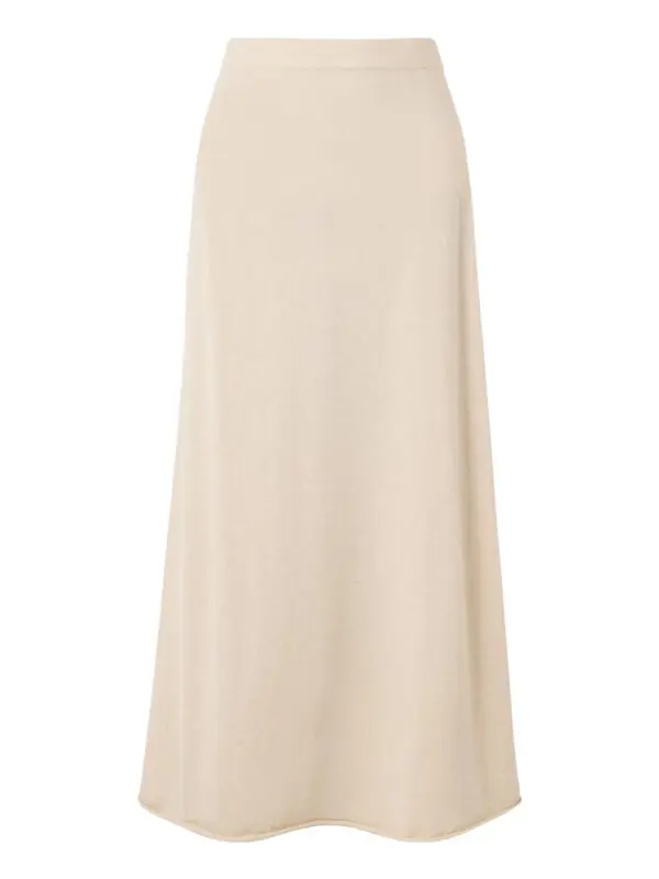 THE ELDER STATESMAN Cashmere A-line Skirt - Off White
