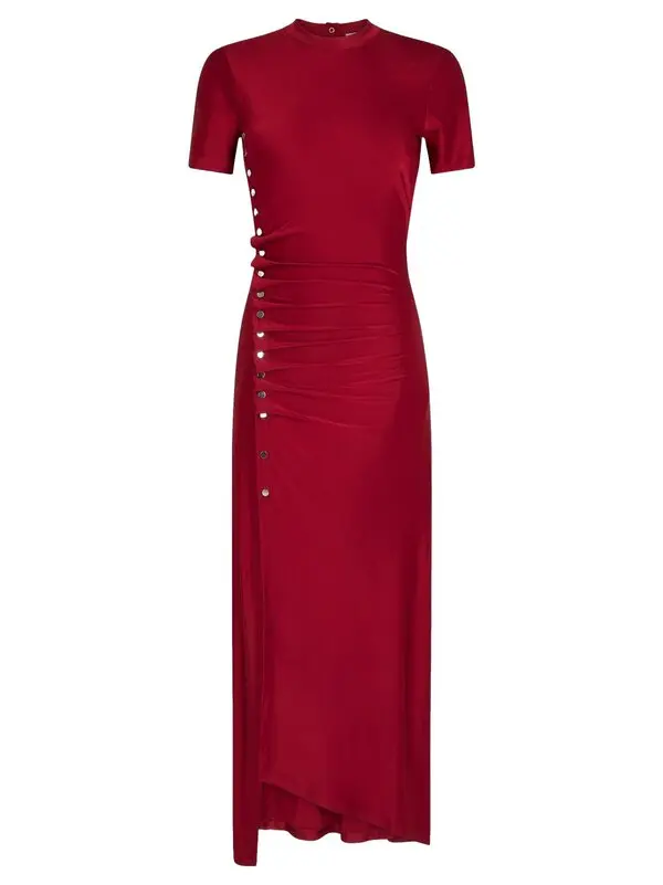 Rabanne Gathered Jersey Crewneck Maxi Dress - Scarlet