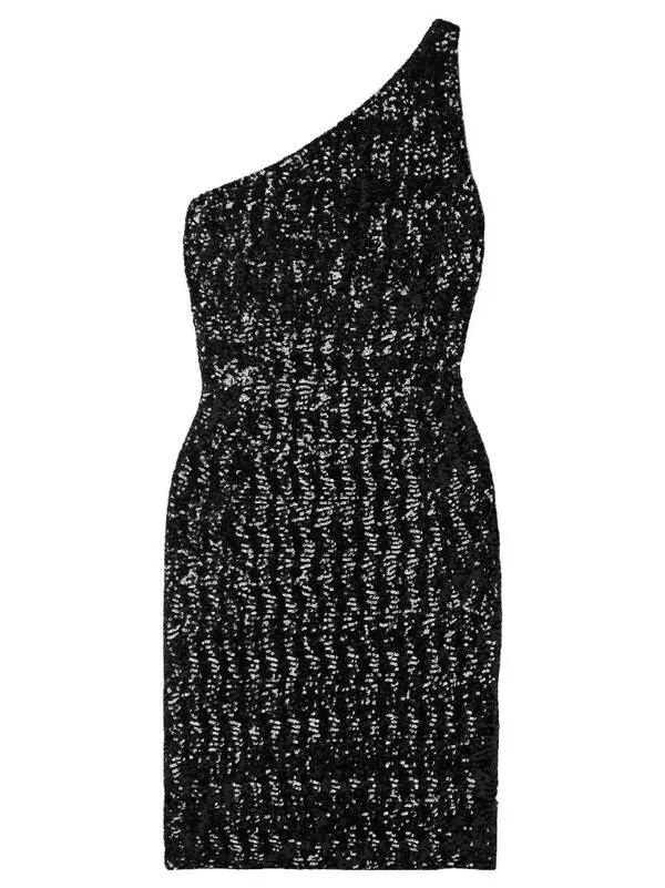 Michael Kors One-shoulder Sequin Mini Dress - Black