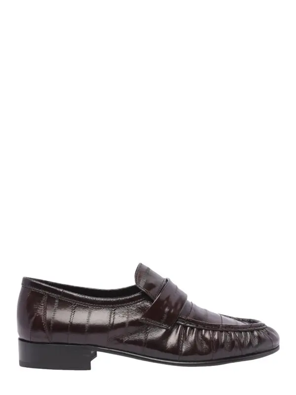 THE ROW Ruched Almond Toe Loafers - Brown