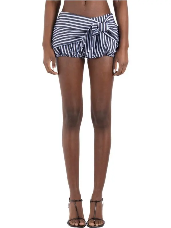 Rabanne Striped Shorts With Side Bow Detail - Blue White