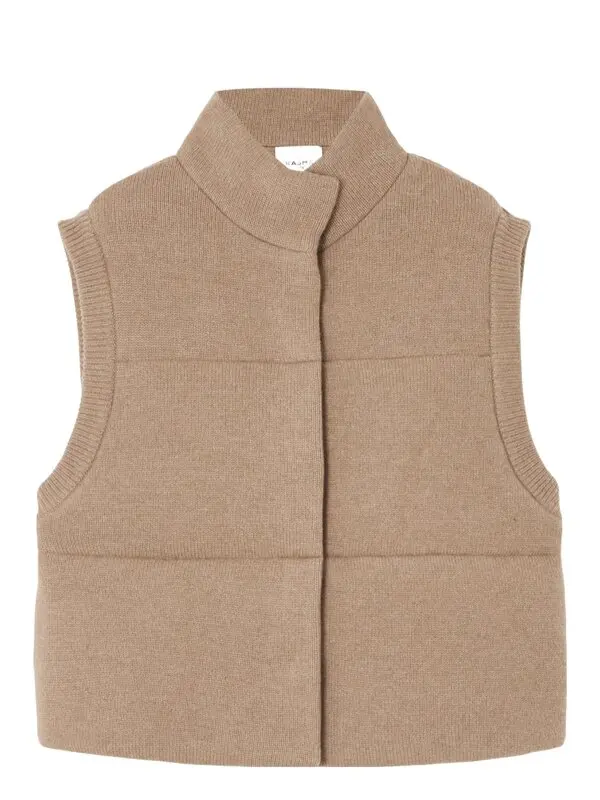 Le Kasha Montana Quilted Organic Cashmere Vest - Camel
