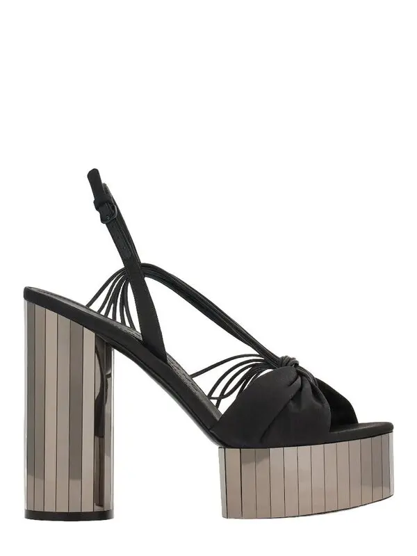 FERRAGAMO Platform Sandals With Knot Detailing - Nude