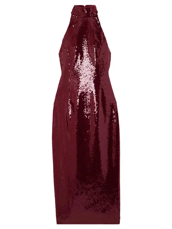 Rebecca Vallance Zelda Bow Sequined Dress - Wine Red