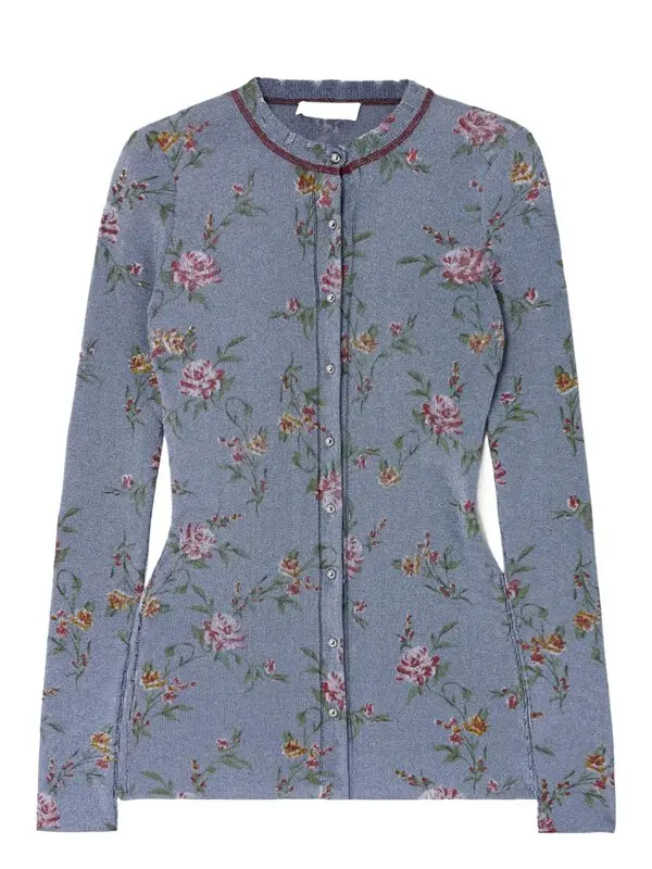 Rabanne Floral-print Cardigan - Blue