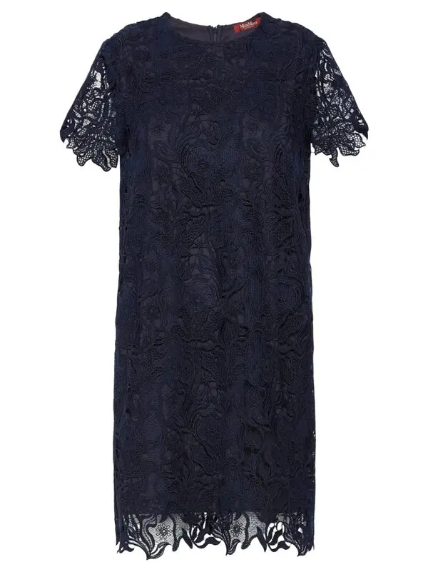 Max Mara Short-sleeved Tassel Lace Dress - Midnight Blue