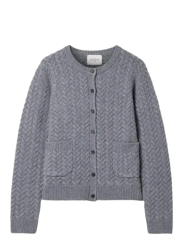 Le Kasha Long-sleeved Cardigan With Round Neck And Button Closure - Grey