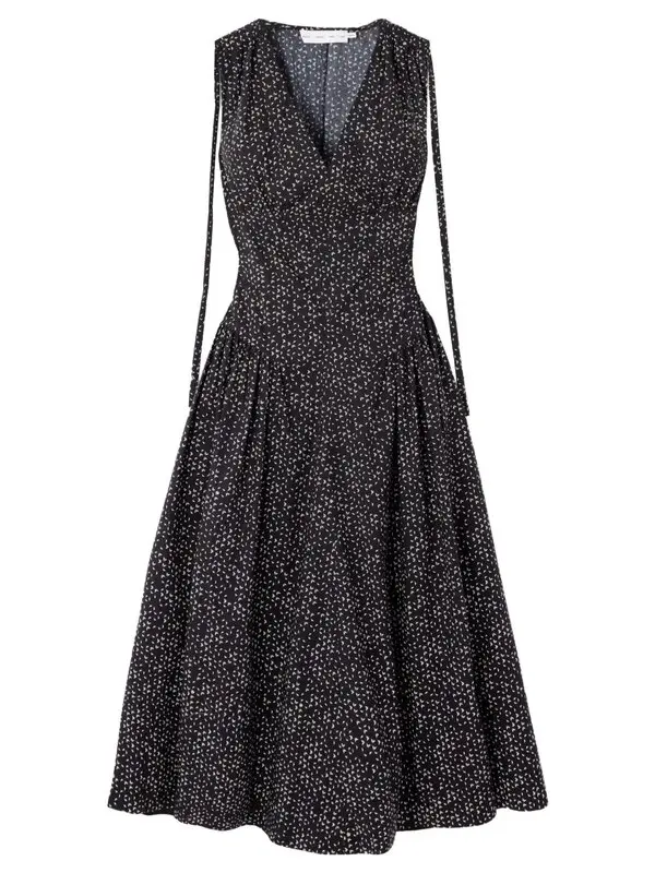 Proenza Schouler Pleated Print Midi Dress - Black