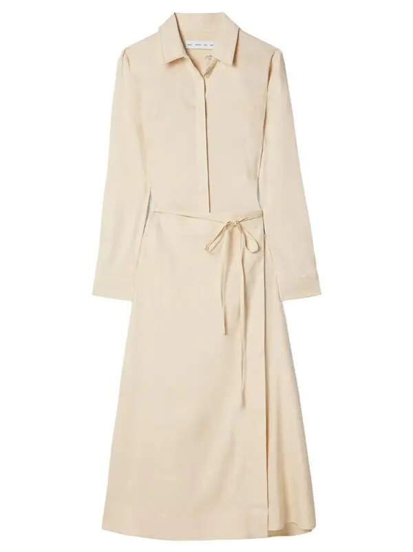 Proenza Schouler Midi Wrap Shirt Dress - Beige