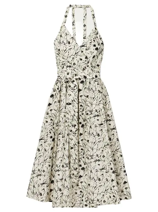 Proenza Schouler Rhea Tie-up Printed Dress - White