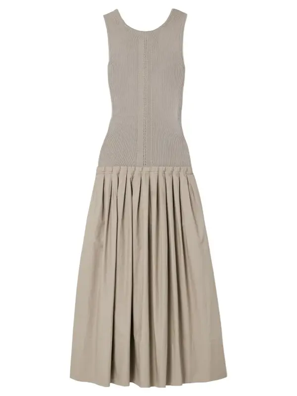Proenza Schouler Gene Patchwork Knit And Poplin Maxi Dress - Taupe