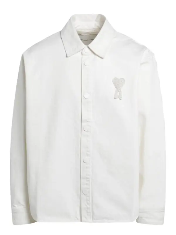 AMI Paris Logo-patch Overshirt - White