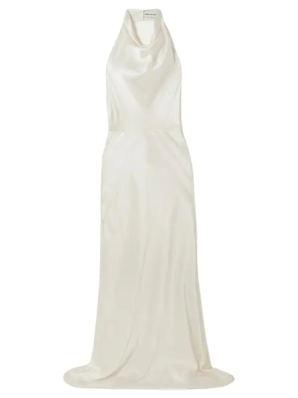 Rebecca Vallance Attia Silk Satin Halterneck Maxi Dress With Open Back - Ivory