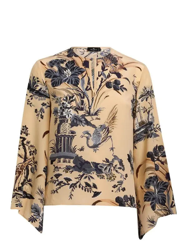 Etro Printed Top With Flared Sleeves - Beige