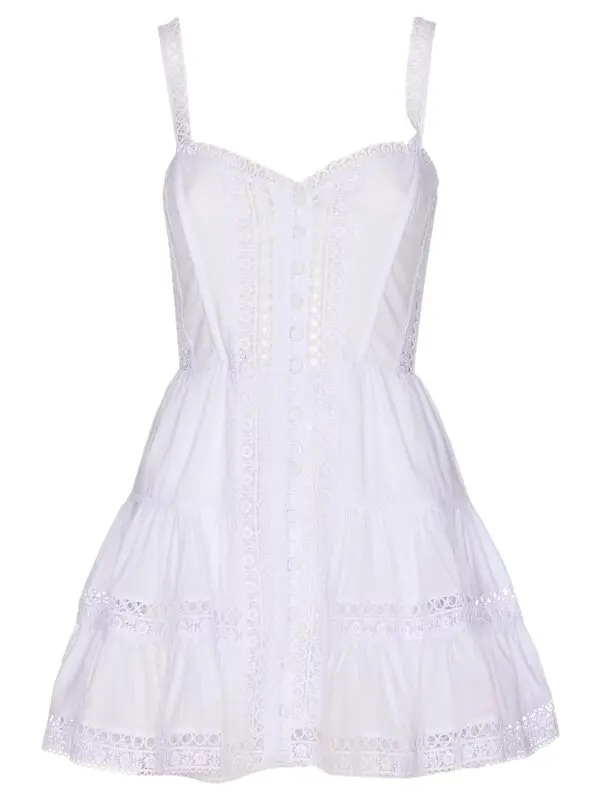 Charo Ruiz Ibiza Lace Trim Mini Dress - White