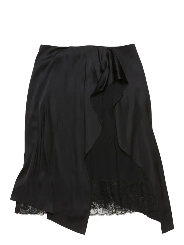 Acne Studios Satin Ruffle Skirt With Lace Trim - Black