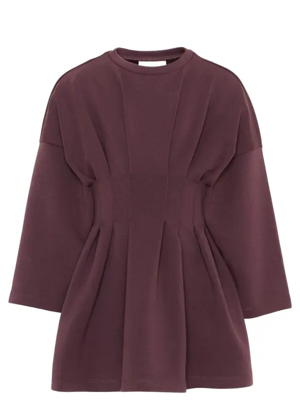 DOUUOD Pleated Drop-shoulder Jersey Dress - Purple