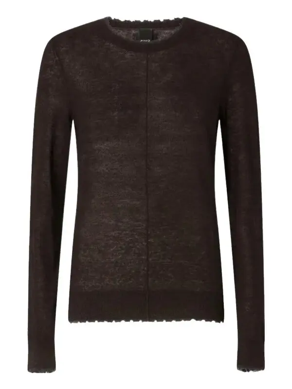 Pinko Distressed Semi-sheer Long Sleeve Top - Brown