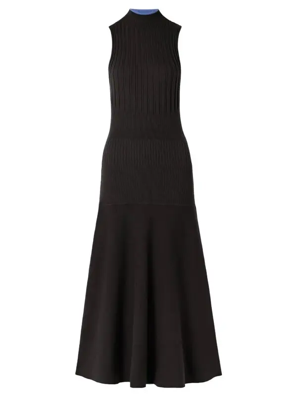 Proenza Schouler Paneled Knitted Midi Dress - Dark Brown