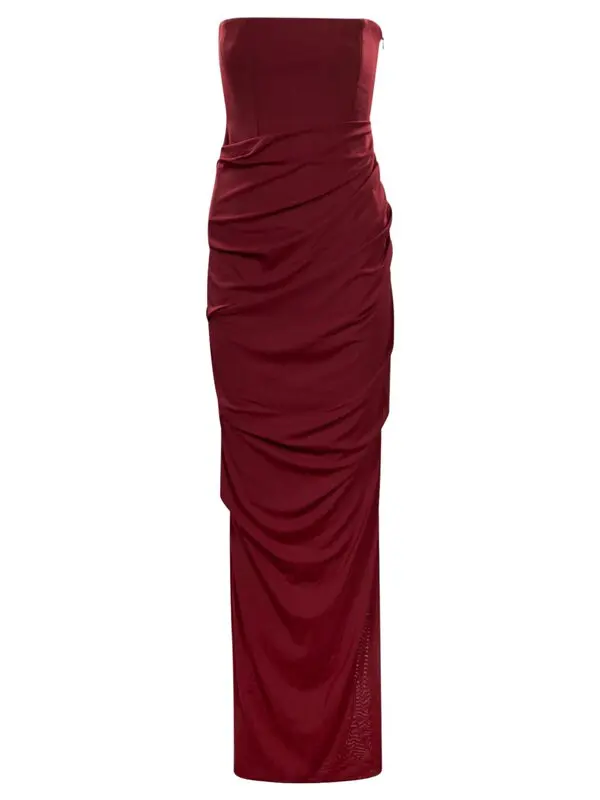 Alex Perry Strapless Draped Maxi Dress - Red