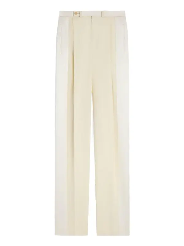 Celine Hepburn Tux Trousers In Diagonal Wool - Off White