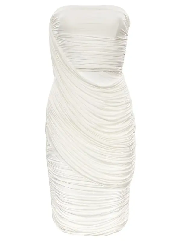 Alex Perry Off-the-shoulder Pleated Dress - White