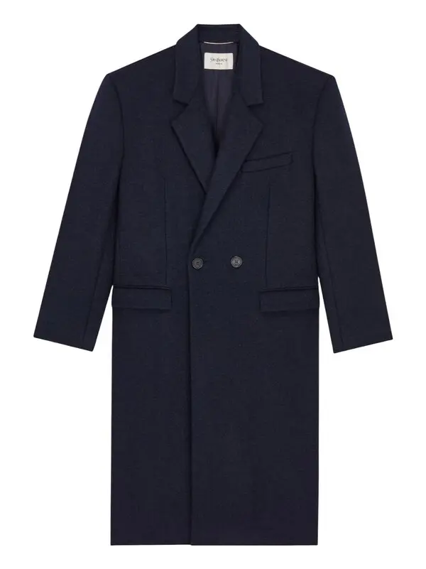 Saint Laurent Double-breasted Long Coat - Ocean