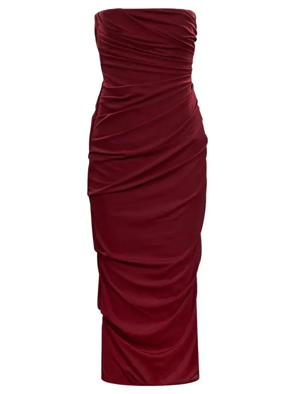 Alex Perry Off-the-shoulder Pleated Midi Dress - Red
