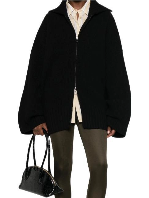 THE FRANKIE SHOP Long-sleeved Zip-up Cardigan - Black