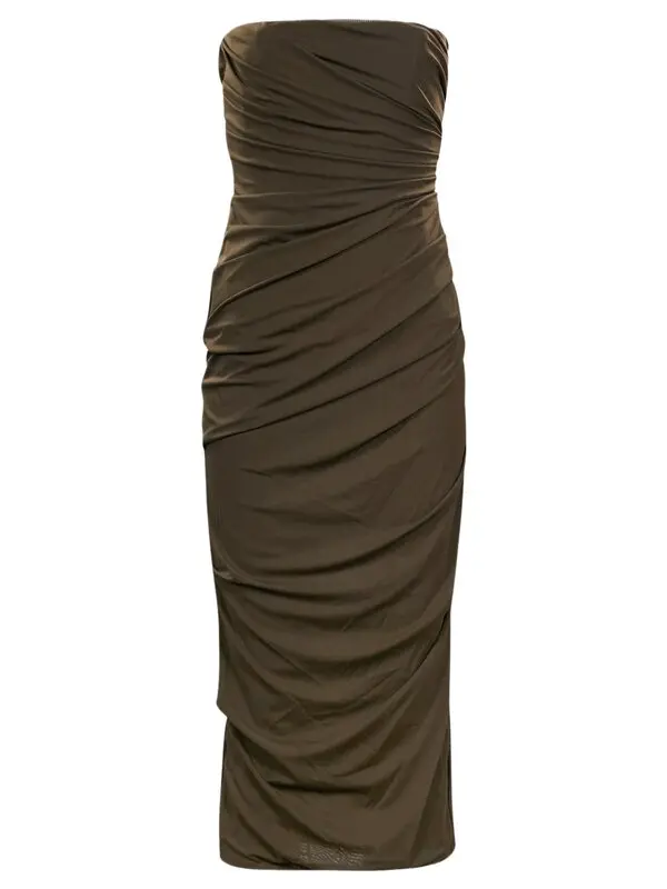 Alex Perry Off-the-shoulder Pleated Midi Dress - Green