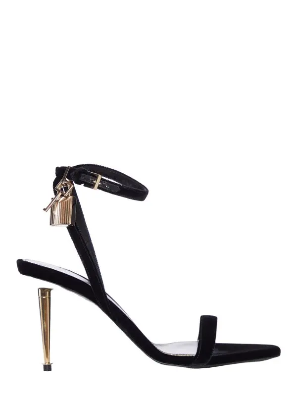 TOM FORD Velvet Stiletto Sandals With Lock Detail - Black
