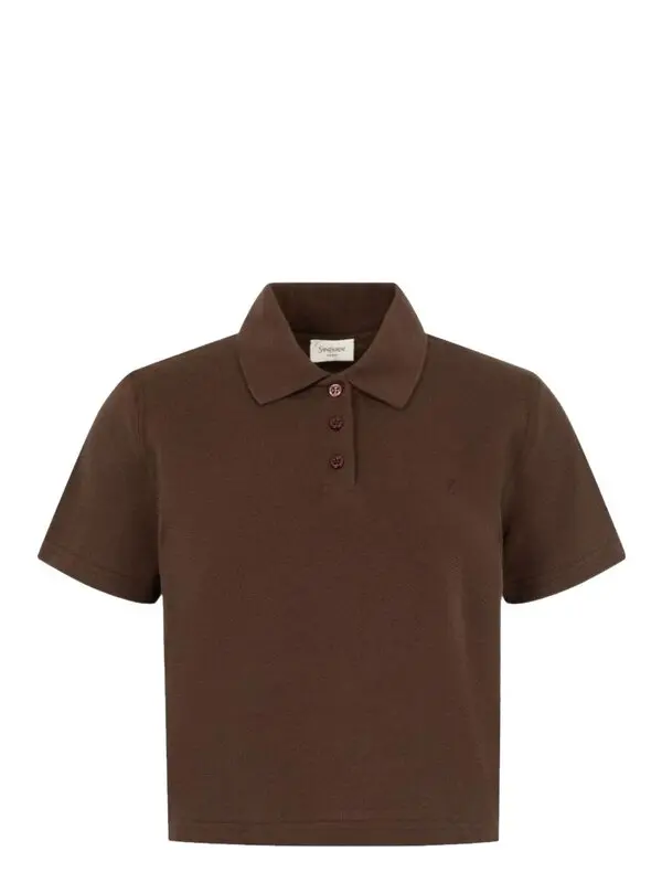Saint Laurent Oversized Logo-embroidered Polo Shirt - Chocolat