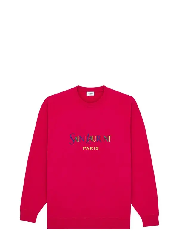 Saint Laurent Embroidered Crewneck Sweatshirt - Rouge/multicolor