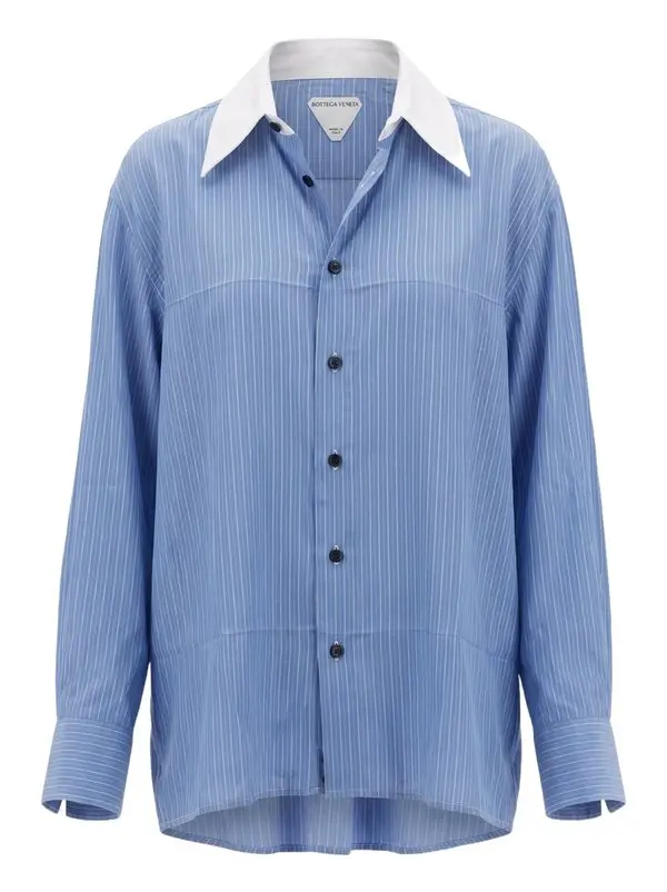 Bottega Veneta Long-sleeved Collared Shirt - Blue