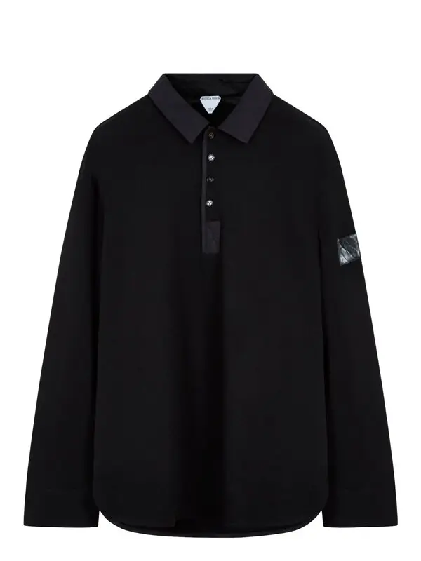 Bottega Veneta Collared Long-sleeve Polo Shirt - Black