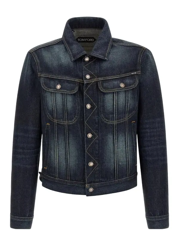 TOM FORD Long Sleeve Denim Jacket - Blue