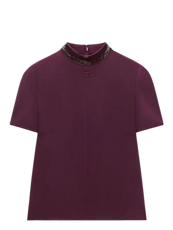 COURREGES Heritage Vinyl Collar Logo Blouse - Burnt Red