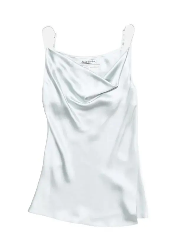 Acne Studios Shiny Satin Tank Top With Adjustable Straps And Side Slit - White