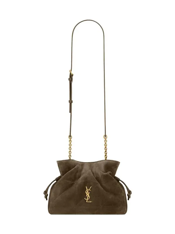 Saint Laurent Jamie Shoulder Pouch In Suede - Light Musk